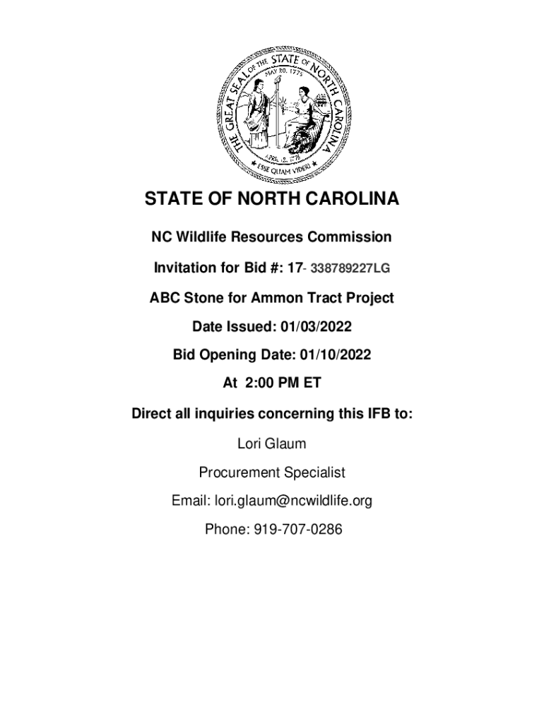Fillable Online North Carolina Wildlife Resources Commission Bids, RFPs ...