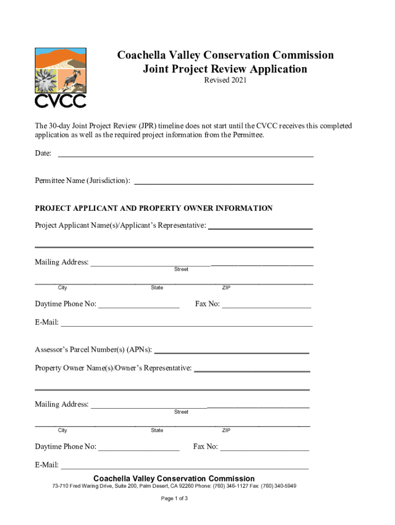 Fillable Online CVCC Joint Project Review Application Fax Email Print ...