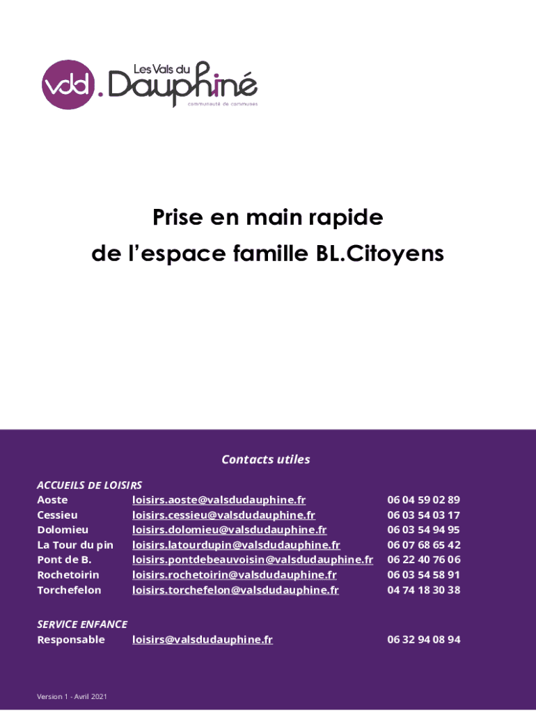 Remplissable En Ligne Prise en main rapide de l espace famille BL ...
