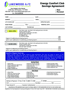 Fillable Online Lakewood A/C Service Agreement. HVAC Service Agreement ...