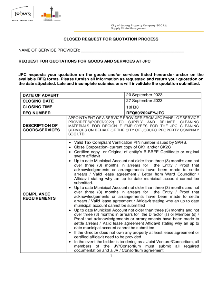 Fillable Online jhbproperty co APPOINTMENT OF A SERVICE PROVIDER FROM ...