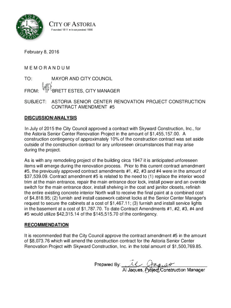 Fillable Online CITY OF ASTORIA Al Jaques Fax Email Print - pdfFiller