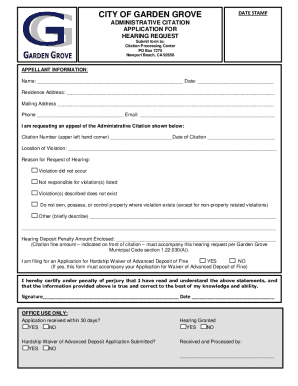 Fillable Online Citation Processing Center - Parking and Administrative ...