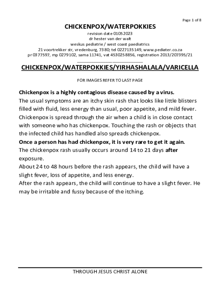 Fillable Online chickenpox/waterpokkies Fax Email Print - pdfFiller