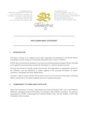 Fillable Online POPI COMPLIANCE STATEMENT Fax Email Print - pdfFiller