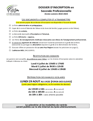 Remplissable En Ligne DOSSIER D'INSCRIPTION en Seconde Profesionnelle Faxer Email Imprimer ...