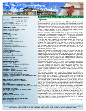 Fillable Online Parish Newsletter - 6th Sunday in Ordinary Time Fax ...