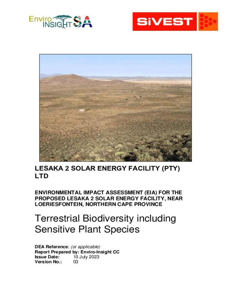 Fillable Online Terrestrial Biodiversity including Sensitive Plant Species Fax Email Print ...