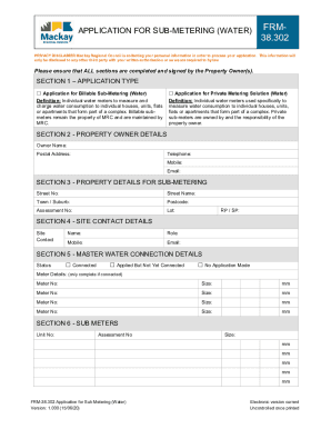 Fillable Online Application for Billable Sub Metering - Water - Form ...