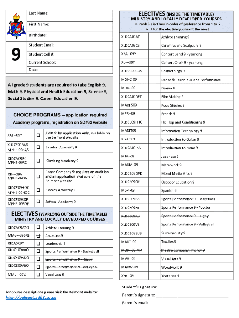 Fillable Online What is an elective course? What are some examples? Fax ...