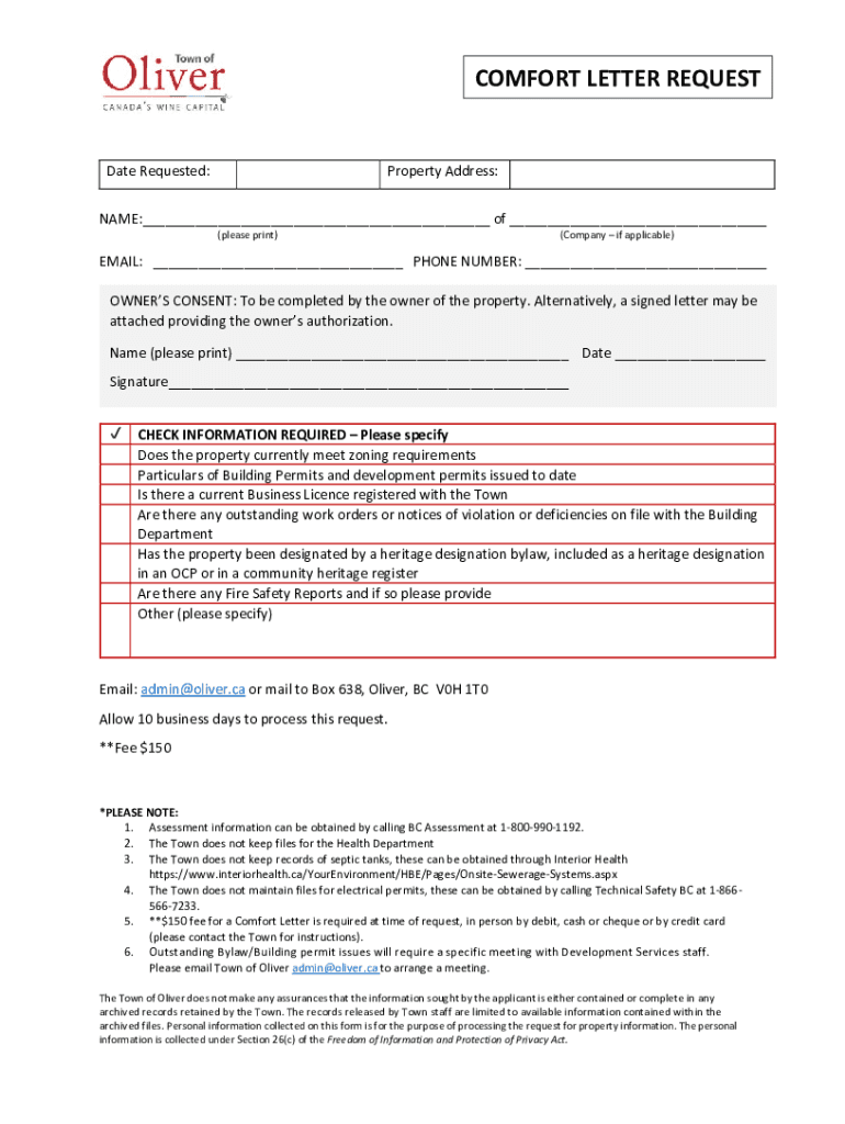 Fillable Online Comfort Letter Request Form Fax Email Print - pdfFiller