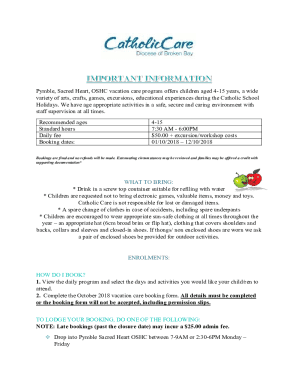 Fillable Online Pymble, Sacred Heart, OSHC vacation care program offers ...