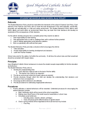 Fillable Online gsl wa edu STUDENT BEHAVIOUR AND SCHOOL RULE POLICY Fax ...