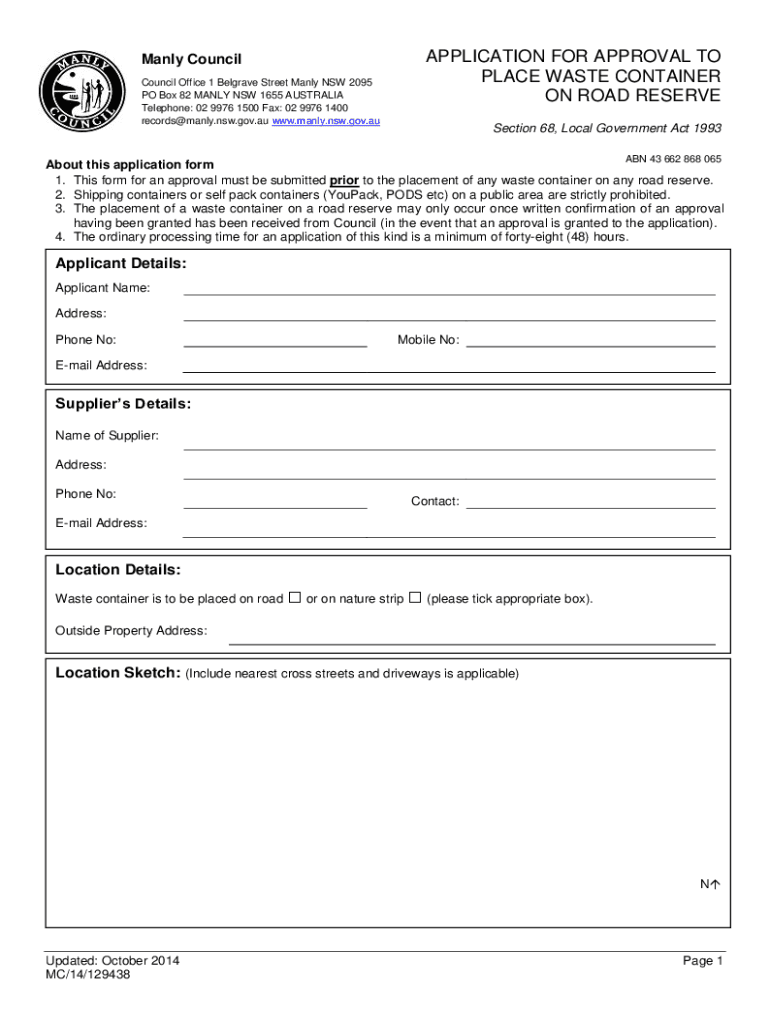 Fillable Online manly council waste management plan + checklist ...