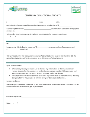 Fillable Online NQS7Form Centrepay Deduction Authority Part A Fax Email ...