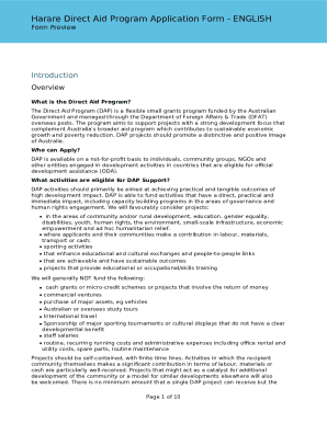 Fillable Online Direct Aid Program (DAP) - Australian Embassy, Zimbabwe Fax Email Print - pdfFiller