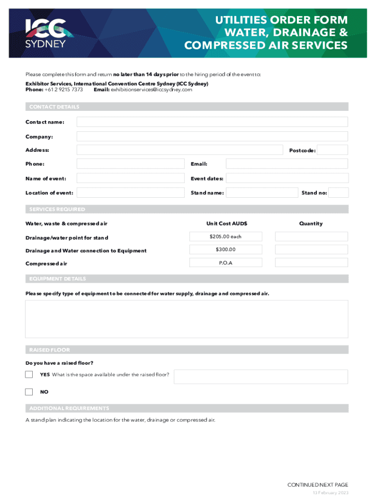Fillable Online Form CenterApplication for Water/Sewer Utility Services ...