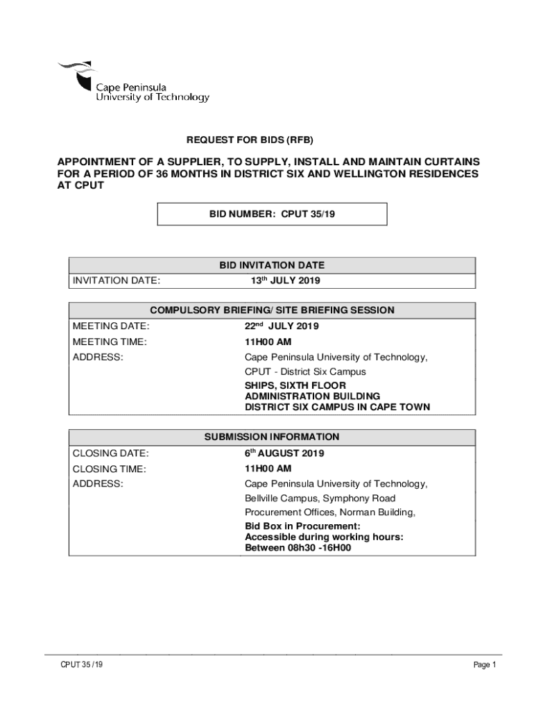 Fillable Online cput-41-18-leasing-of-student-accommodation- ... Fax ...