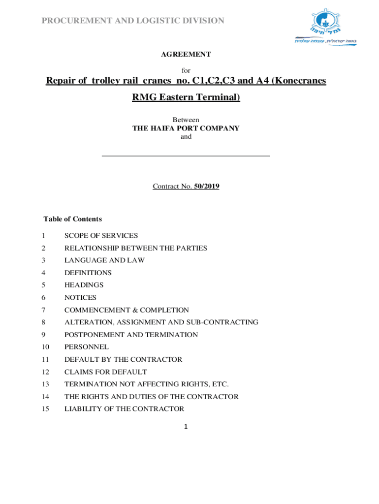 Fillable Online repairing trolley rails cranes - agreement Fax Email ...