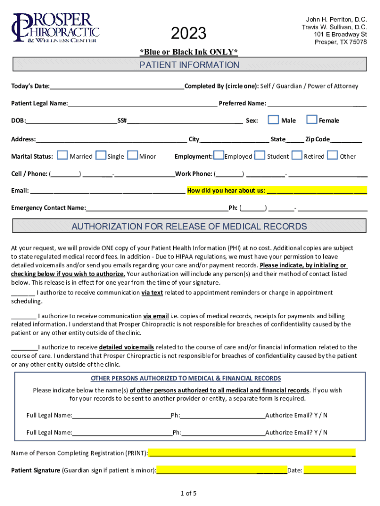 Fillable Online New Patient Paperwork Form Fax Email Print - pdfFiller
