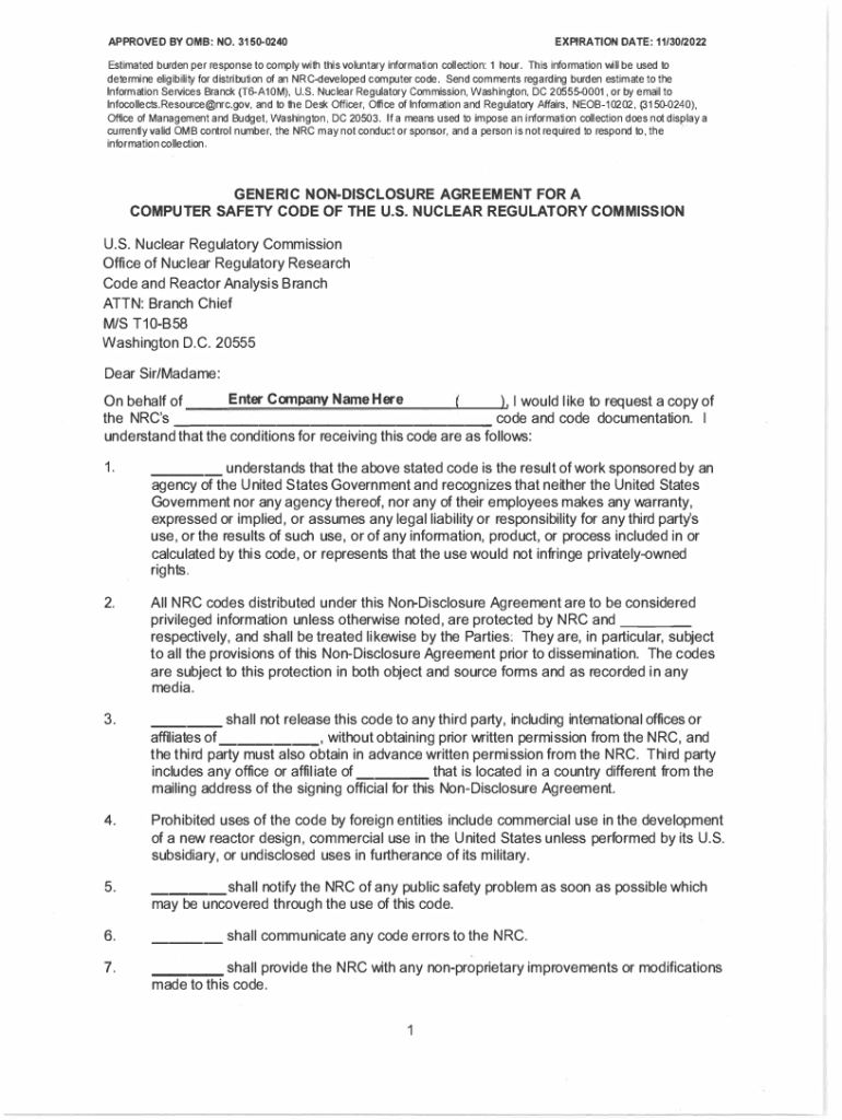Fillable Online GENERIC NON-DISCLOSURE AGREEMENT FOR A COMPUTER ... Fax ...