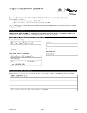 Fillable Online Form C02: Supplier's declaration of conformity Fax ...