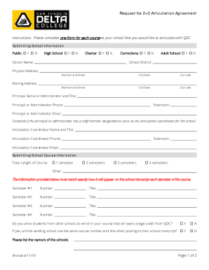 Fillable Online Request for 2+2 Articulation Agreement Fax Email Print - pdfFiller