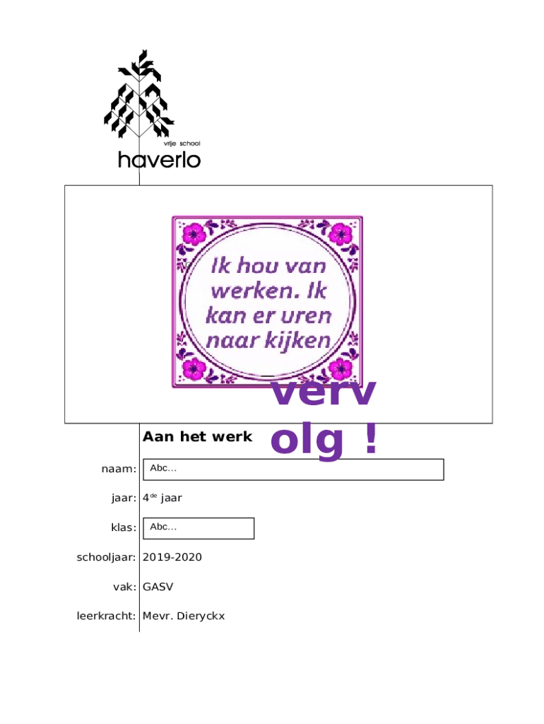 Aan het werk Doc Template | pdfFiller