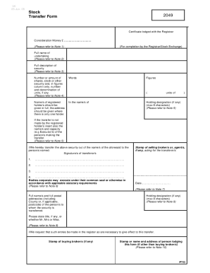 Fillable Online Stock transfer form. Download the shareholder stock ...