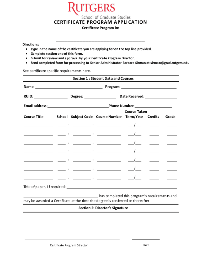 Fillable Online womens-studies rutgers 2017 Certificate Program ...