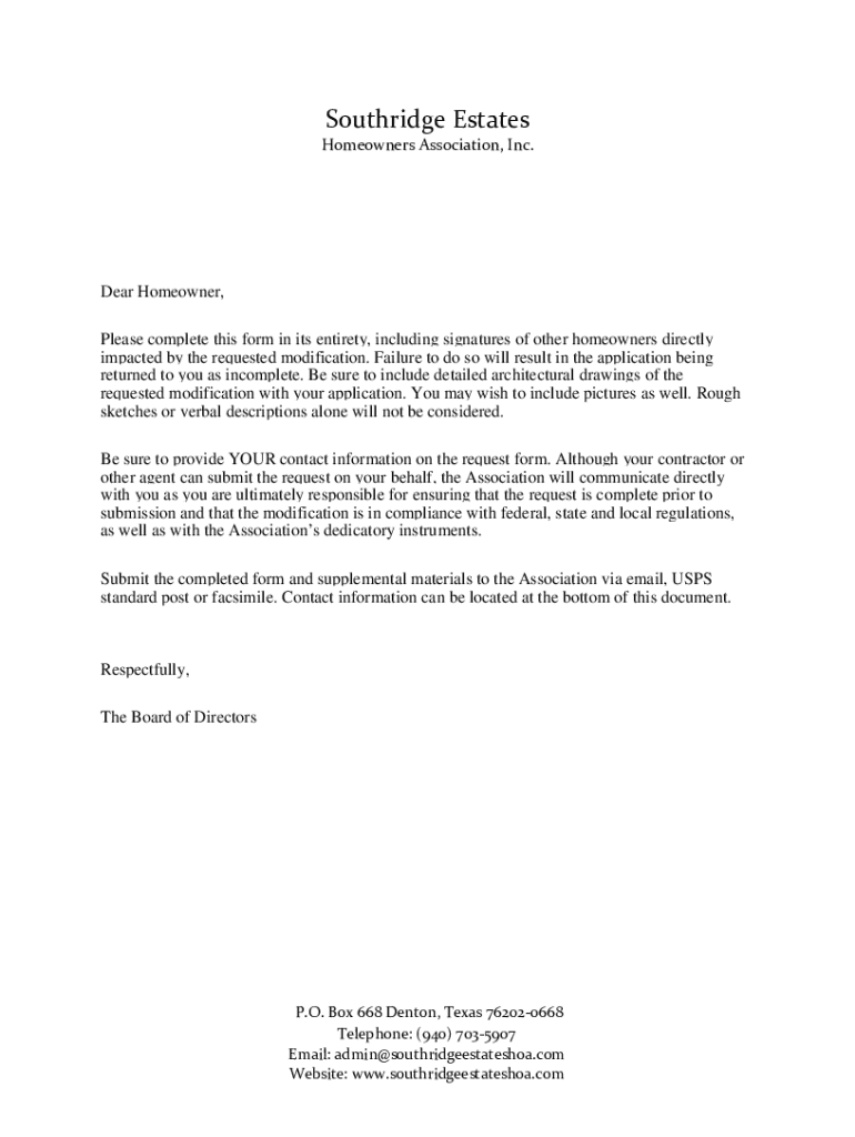 Fillable Online Architectural Modifications Request Form Fax Email ...