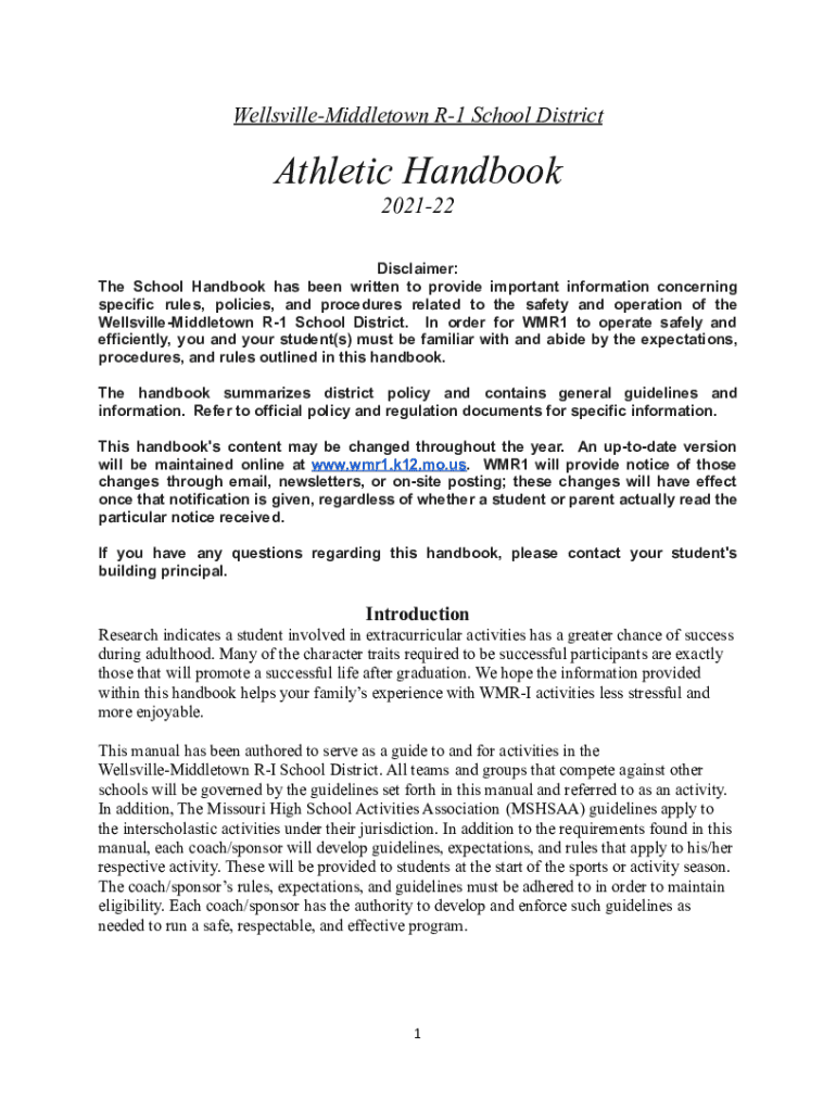 Fillable Online Athletic/Extra-Curricular Handbook Fax Email Print ...