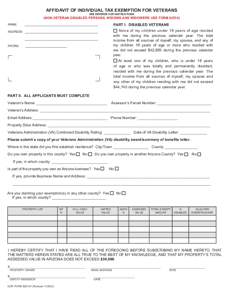 Fillable Online affidavit of individual tax exemption for veterans Fax ...