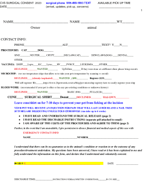 Fillable Online SURGICAL CONSENT FORM 2023 Fax Email Print - pdfFiller