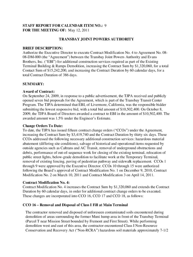 Fillable Online 0808-DM-000 (the Agreement) between the Transbay Joint ...