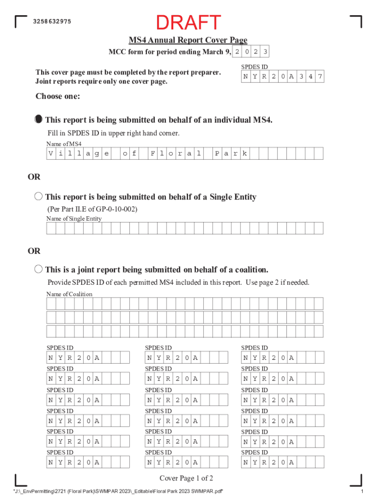 Fillable Online Fillable Online MS4 Annual Report Forms - City of Glen ...