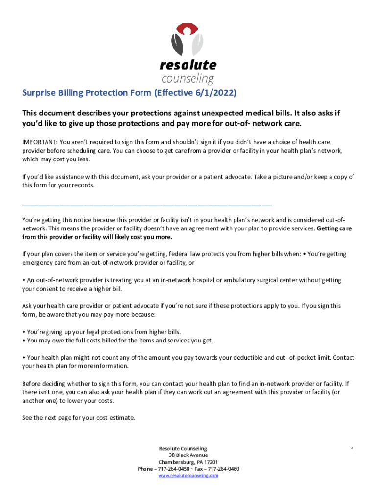 Fillable Online Rights and Protections Against Surprise Medical Bills ...
