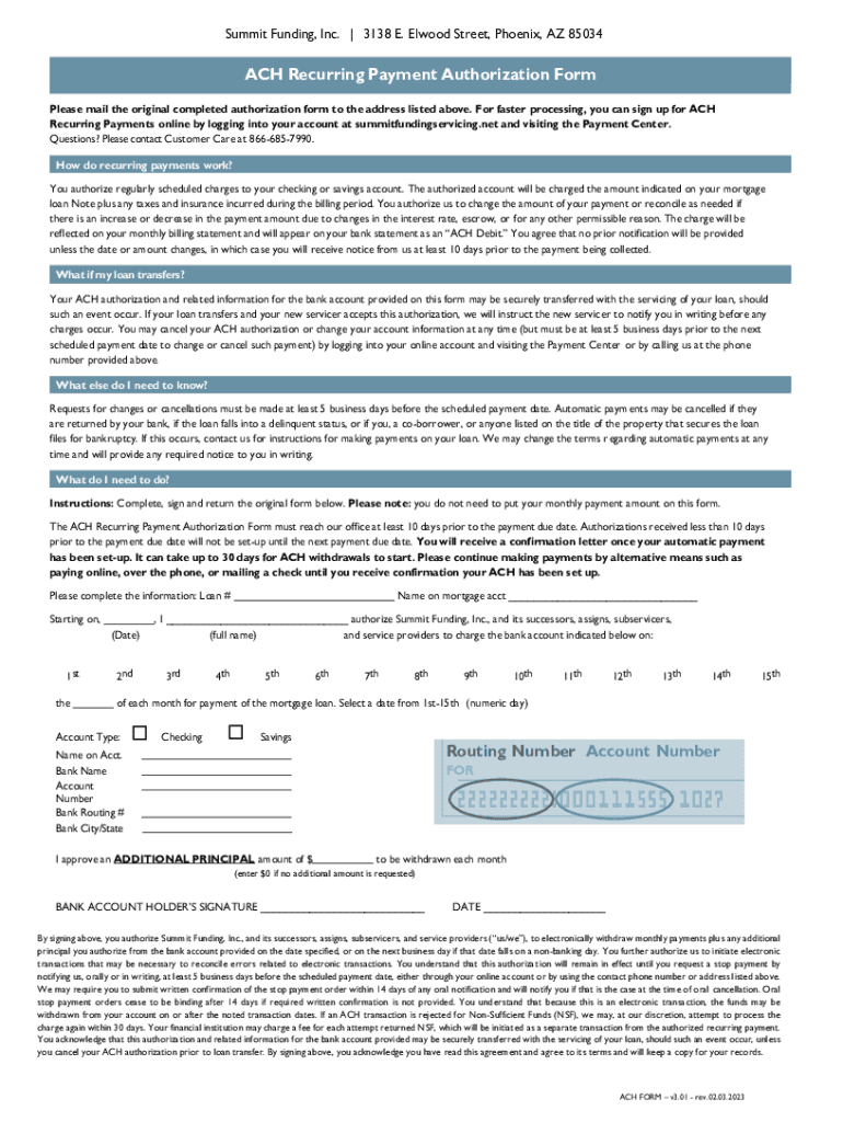 Fillable Online Bi-Weekly Payment ACH Authorization Form Fax Email ...