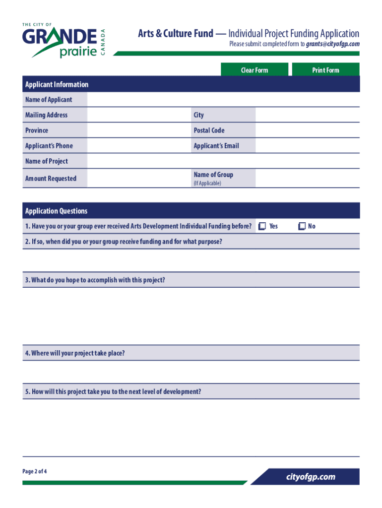 Fillable Online Arts & Culture FundIndividual Project Funding ...