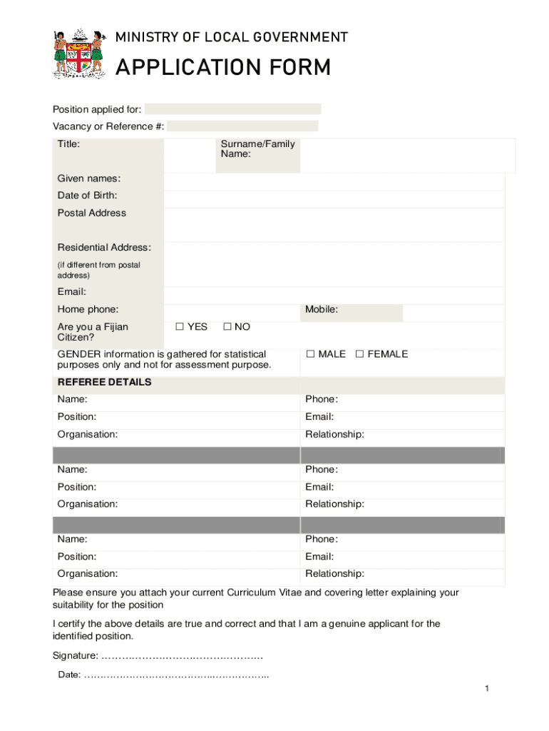 Fillable Online ministry of local government - application form Fax ...