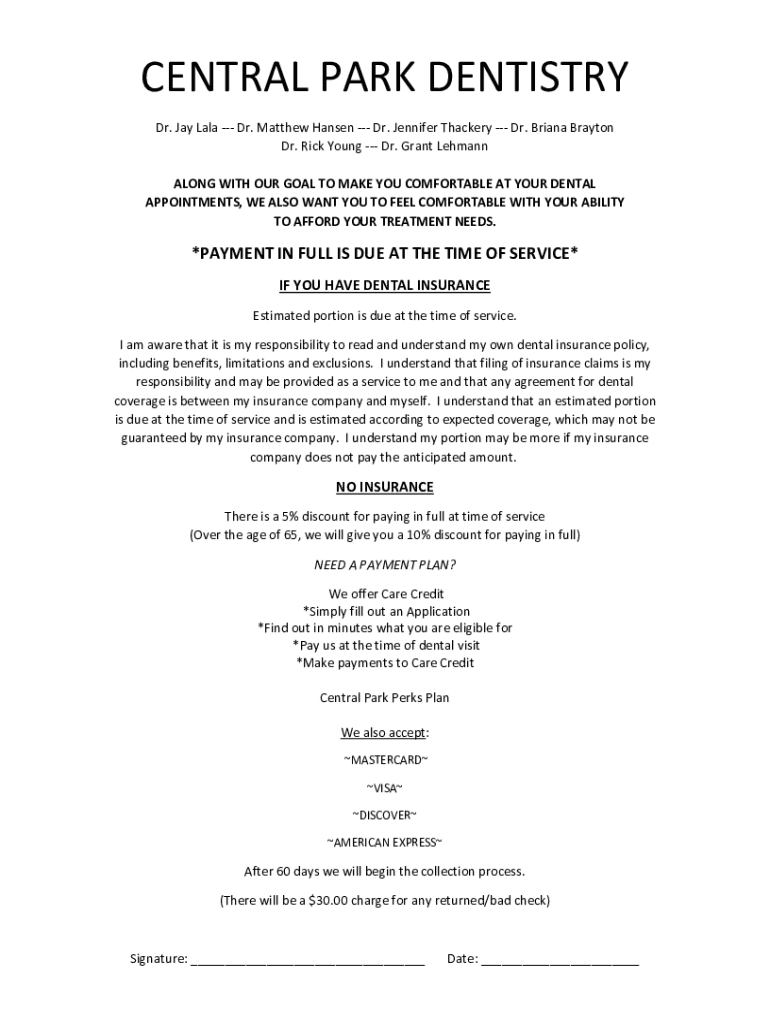 Fillable Online FINANCIAL FORM 2021 - Central Park Dentistry of Osage ...