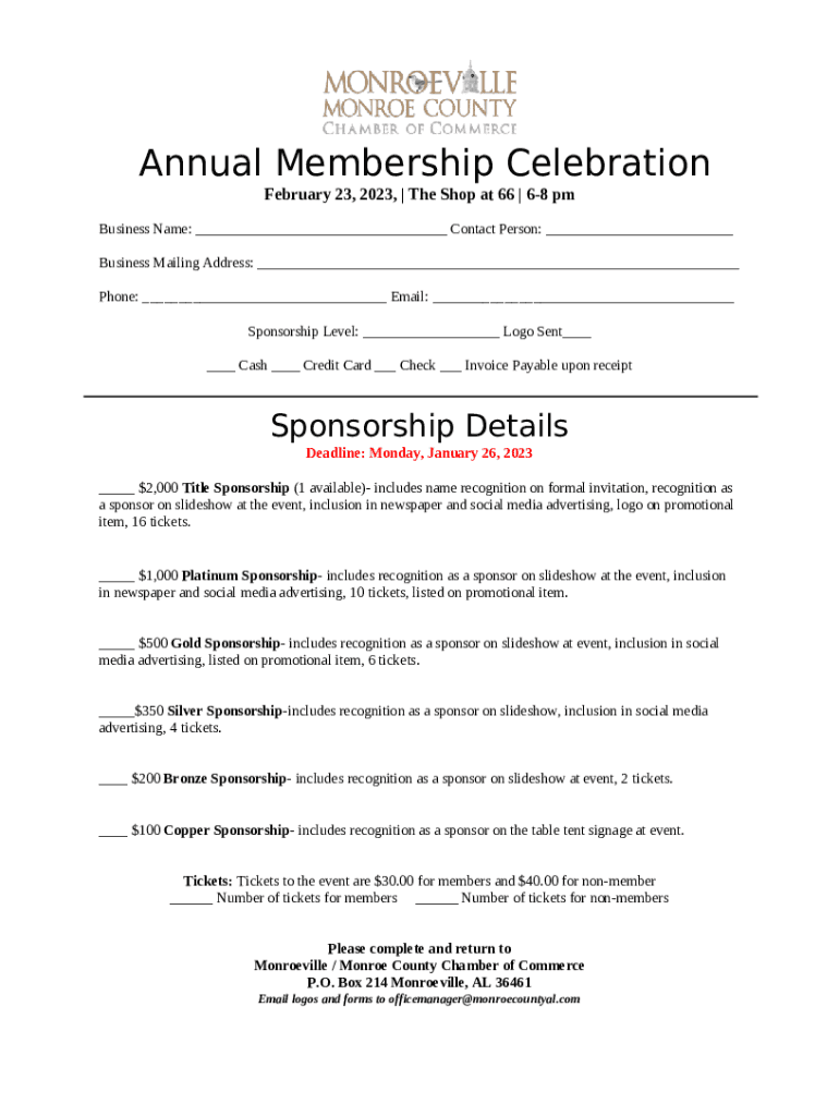 Annual Membership Celebration Doc Template | pdfFiller