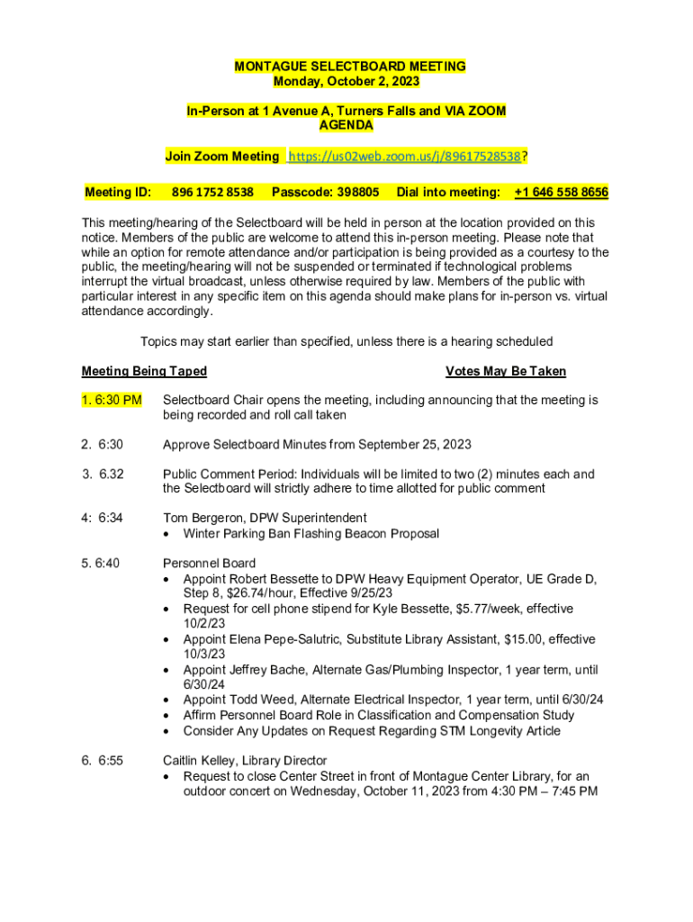 Fillable Online Rezoning proposal stalls in Montague, Selectboard ...