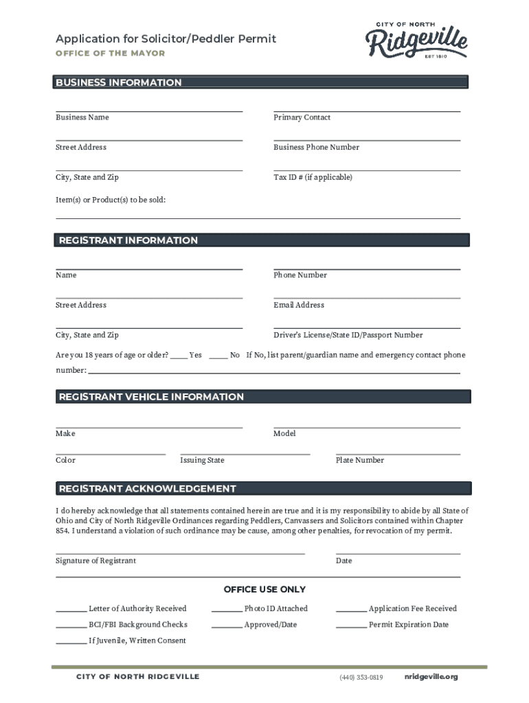 Fillable Online Solicitor/Peddler Permits - Pflugerville Police ...