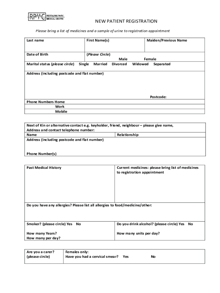 Fillable Online Welcome! Please fill out this Patient Registration Fax ...