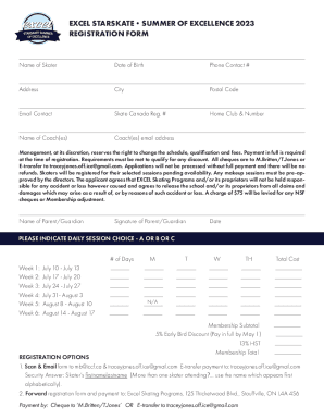 Fillable Online SUMMER OF EXCELLENCE 2023 REGISTRATION FORM Fax Email ...