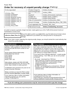 Fillable Online tro trafficpenaltytribunal gov Form TE9 - Witness ...