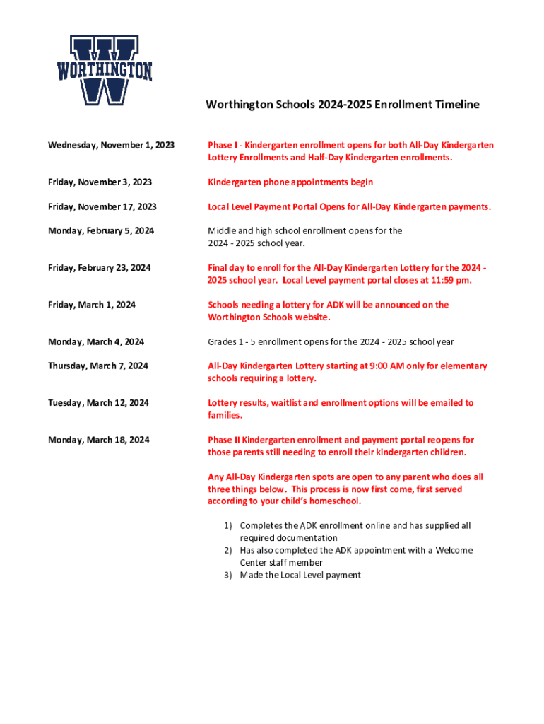 Fillable Online Kindergarten Enrollment for the 2024-25 School Year Fax ...