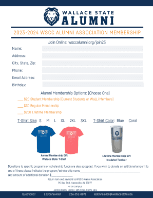 Fillable Online 23-24 Alumni Membership Form Fax Email Print - pdfFiller