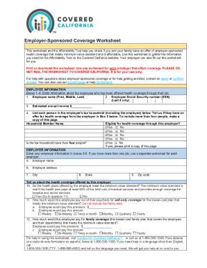 Fillable Online Employer-Sponsored Coverage Worksheet Fax Email Print ...